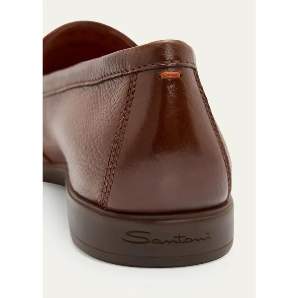 Santoni Malibu Grained Leather Rubber-sole Loafers