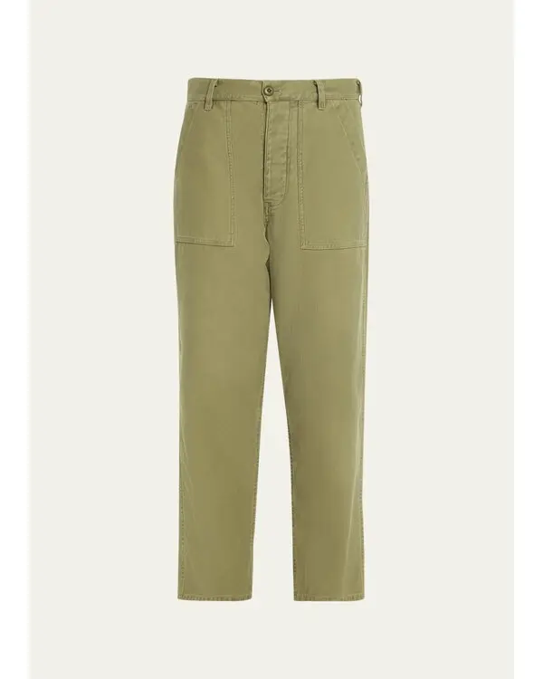NILI LOTAN Earl Cotton Straight-leg Ankle Pants - Olive