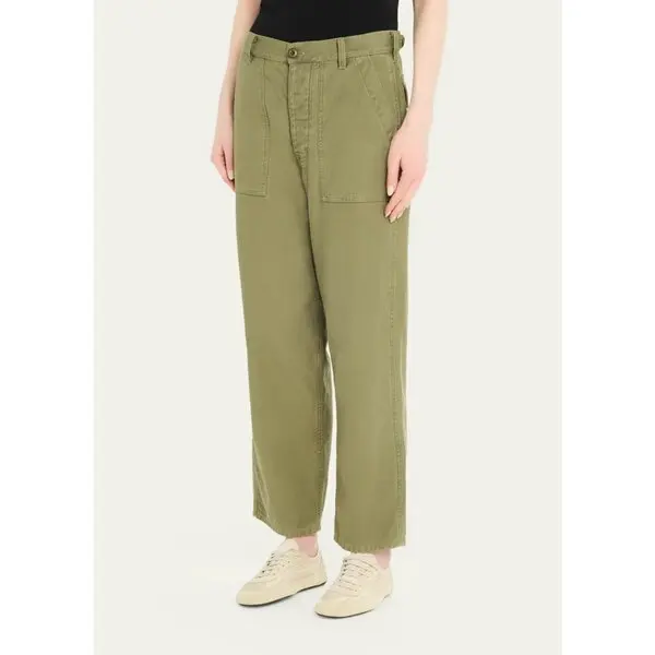 NILI LOTAN Earl Cotton Straight-leg Ankle Pants - Olive