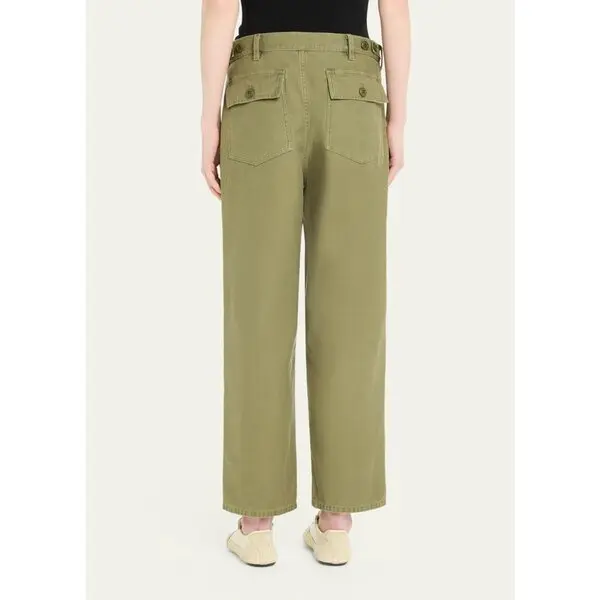 NILI LOTAN Earl Cotton Straight-leg Ankle Pants - Olive