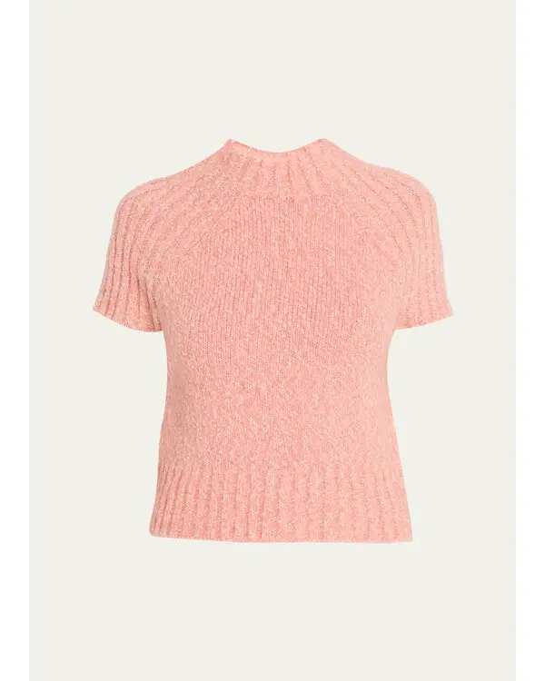 3.1 Phillip Lim Chunky Marled Knit Short-sleeved Mock-neck Sweater