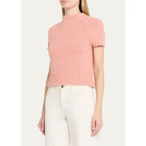 3.1 Phillip Lim Chunky Marled Knit Short-sleeved Mock-neck Sweater