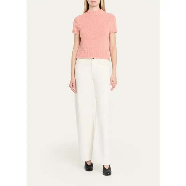 3.1 Phillip Lim Chunky Marled Knit Short-sleeved Mock-neck Sweater