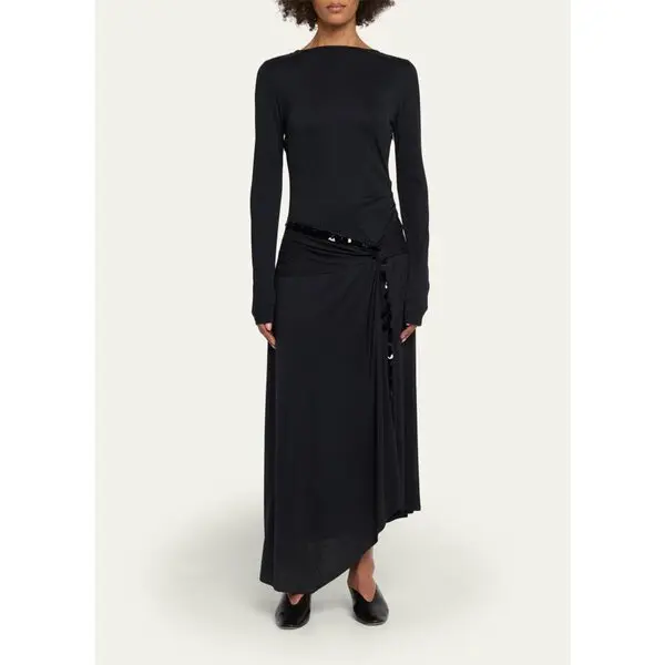3.1 Phillip Lim Embellished Draped Long-sleeve Maxi Dress