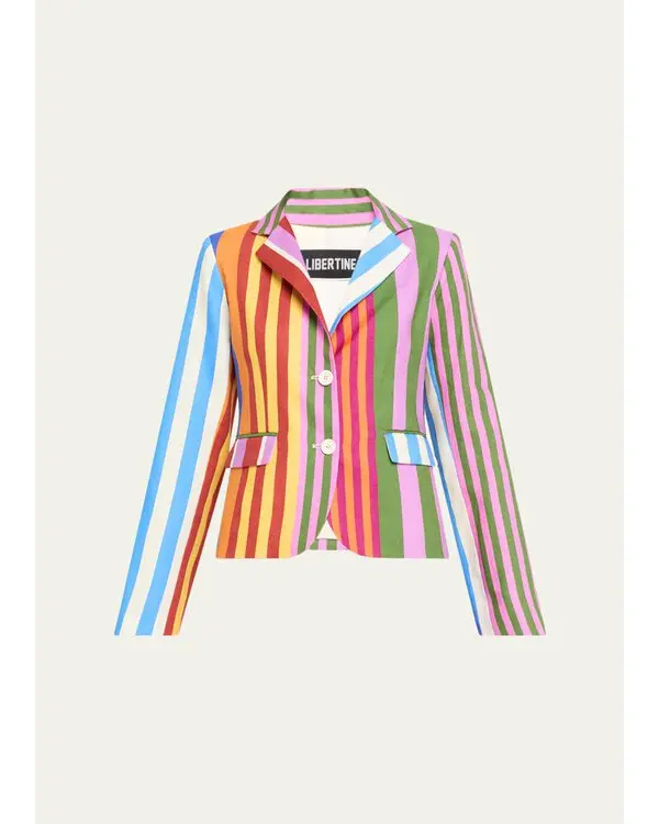 Libertine Tangier Stripe Linen Classic Jacket - Multi