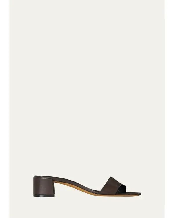 THE ROW Leather Mule Sandals - Brown