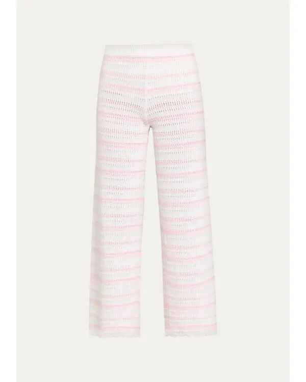 LoveShackFancy Clarabeth Striped Crochet Pants