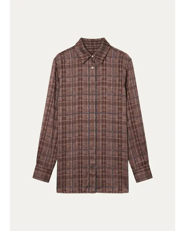 Officine Générale Loose Plaid-print Viscose Shirt