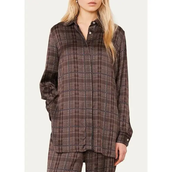 Officine Générale Loose Plaid-print Viscose Shirt