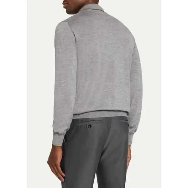 Cesare Attolini Cashmere And Silk Tipped Polo Sweater - Silver