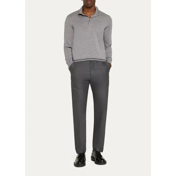 Cesare Attolini Cashmere And Silk Tipped Polo Sweater - Silver