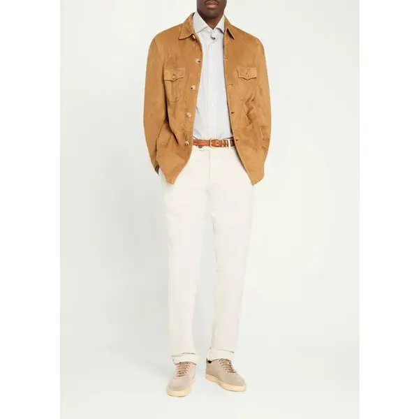 Cesare Attolini Suede Check-lined Shirt Jacket