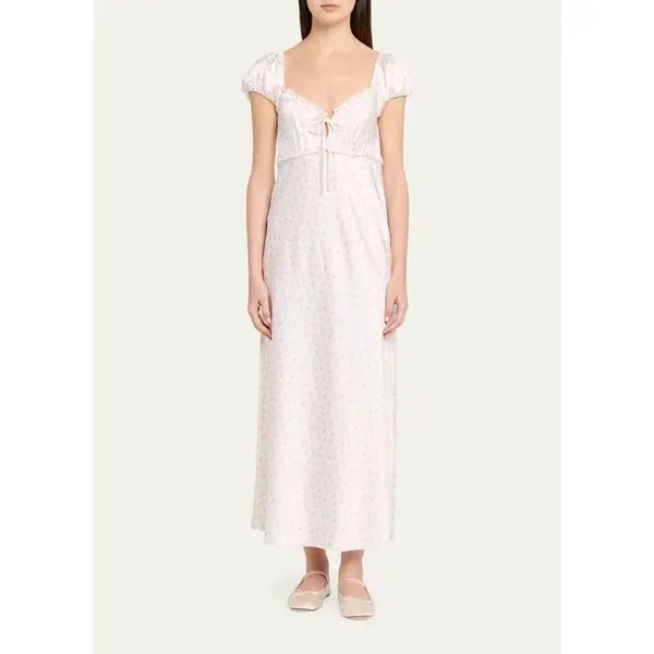 LoveShackFancy Epone Floral Puff-sleeve Maxi Dress