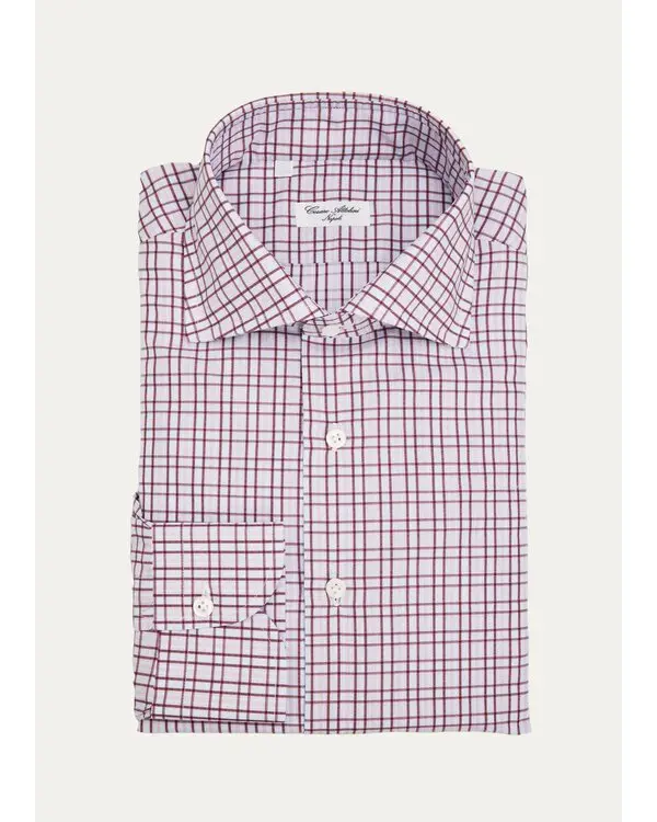 Cesare Attolini Checked Cotton Dress Shirt - Blue