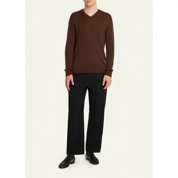 THE ROW Thamm Cashmere V-neck Sweater - Chocolate