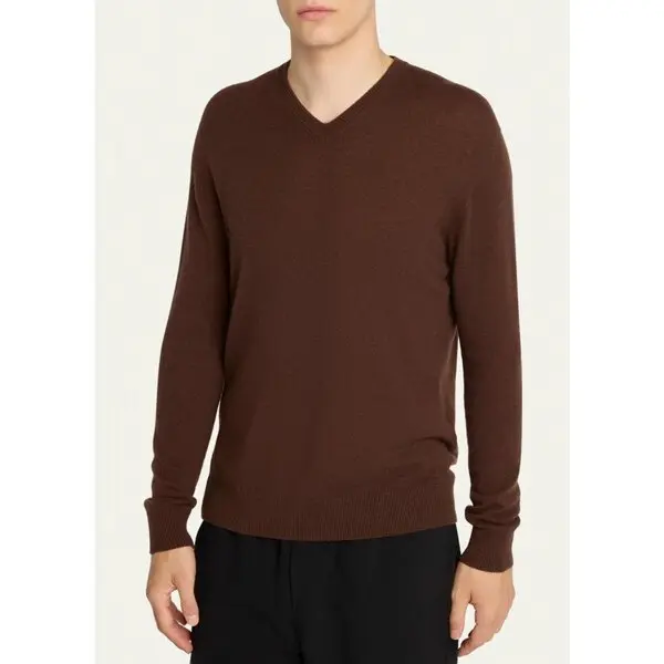THE ROW Thamm Cashmere V-neck Sweater - Chocolate