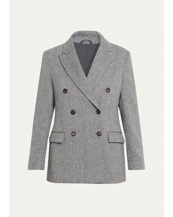 Brunello Cucinelli Wool-mohair Herringbone Blazer