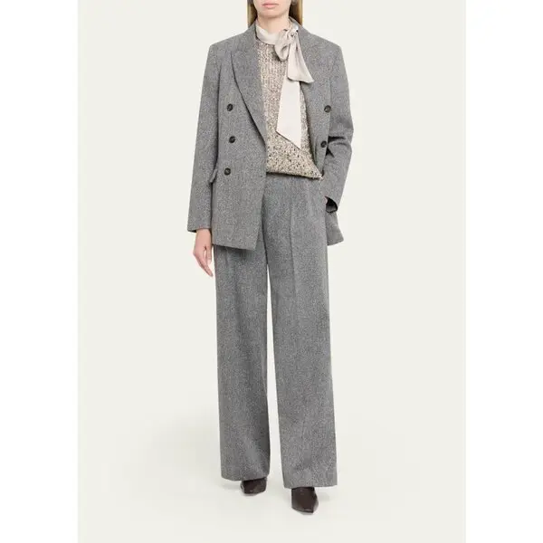 Brunello Cucinelli Wool-mohair Herringbone Blazer
