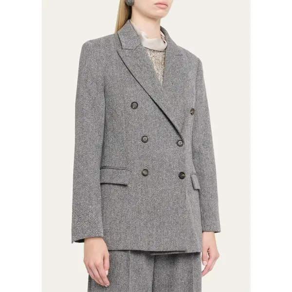 Brunello Cucinelli Wool-mohair Herringbone Blazer