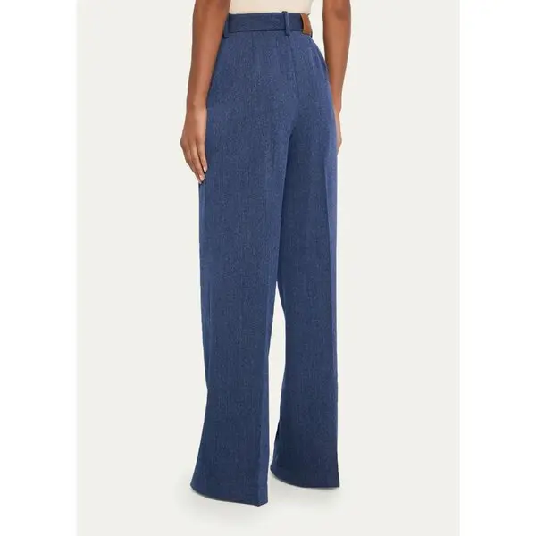 Oscar De La Renta Wool Drill Tailored Wide-leg Trousers