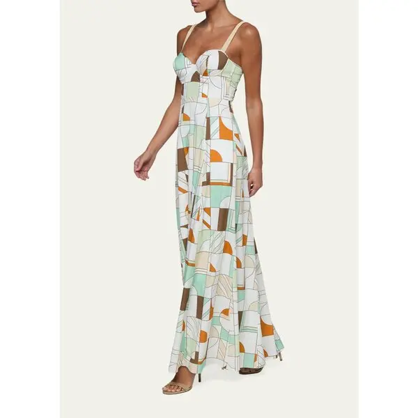 L'Agence Sutton Geometric Maxi Dress