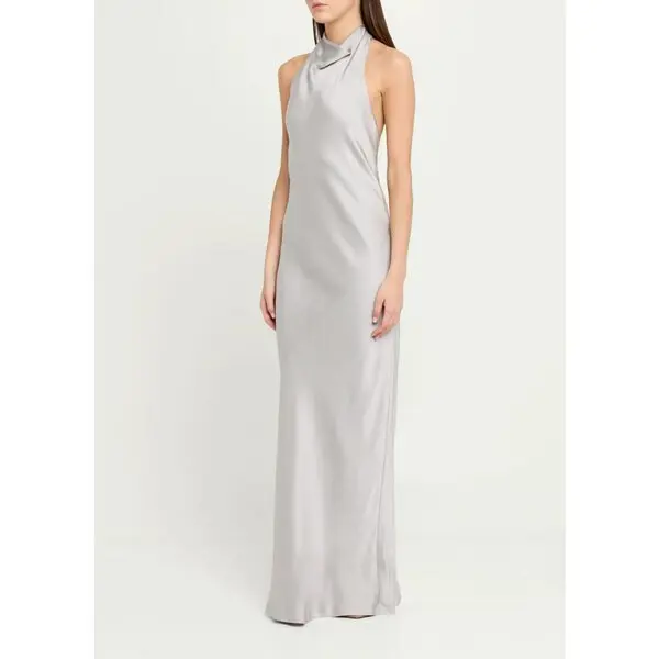 Brunello Cucinelli Fluid Silk Satin Cowl Halter Gown