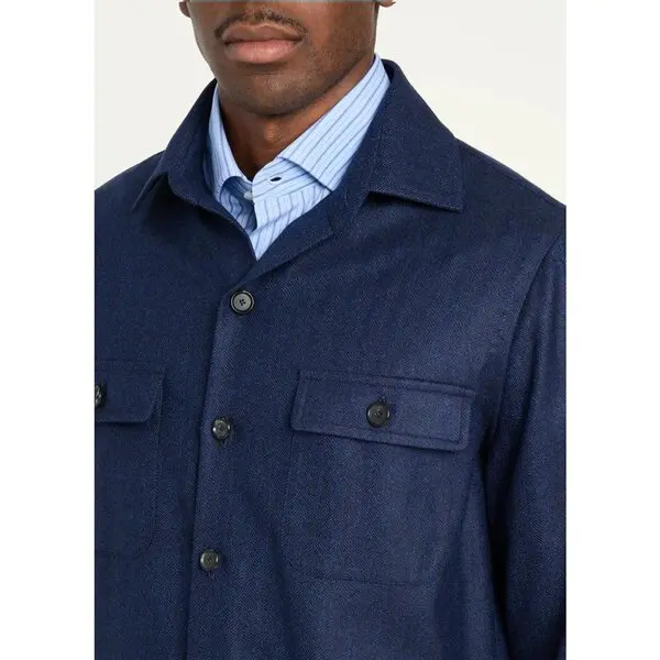 Cesare Attolini Wool Micro-herringbone Overshirt