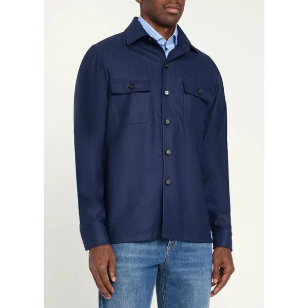 Cesare Attolini Wool Micro-herringbone Overshirt