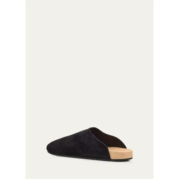 THE ROW Hudson Suede Mules - Black