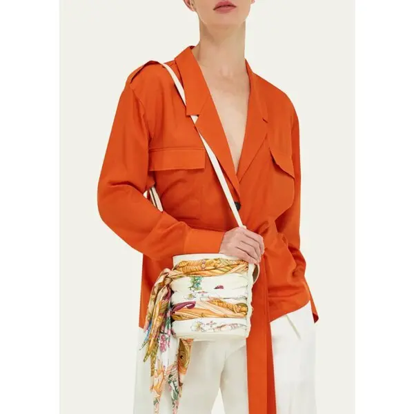 FERRAGAMO Scarf-wrapped Leather Bucket Bag