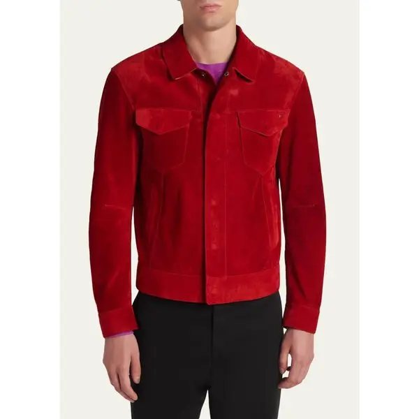 TOM FORD Suede Snap-front Western Jacket - Rust