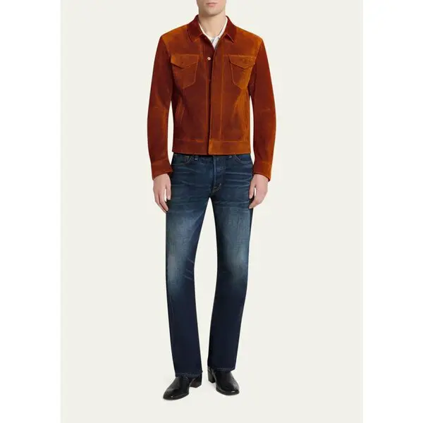 TOM FORD Suede Snap-front Western Jacket - Rust