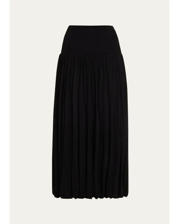 TOTEME Soft Gathered Bubble-hem Midi Skirt - Black