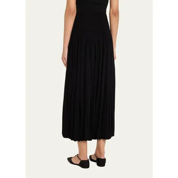 TOTEME Soft Gathered Bubble-hem Midi Skirt - Black
