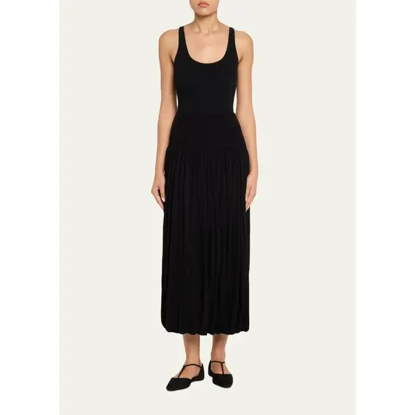 TOTEME Soft Gathered Bubble-hem Midi Skirt - Black