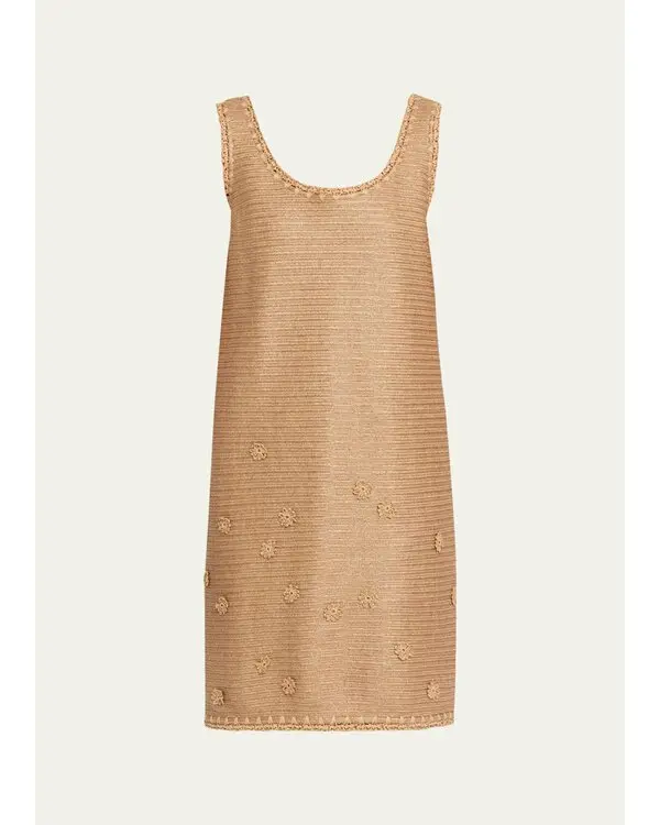 Lafayette 148 New York Raffia-effect Jersey Shift Dress - Teak