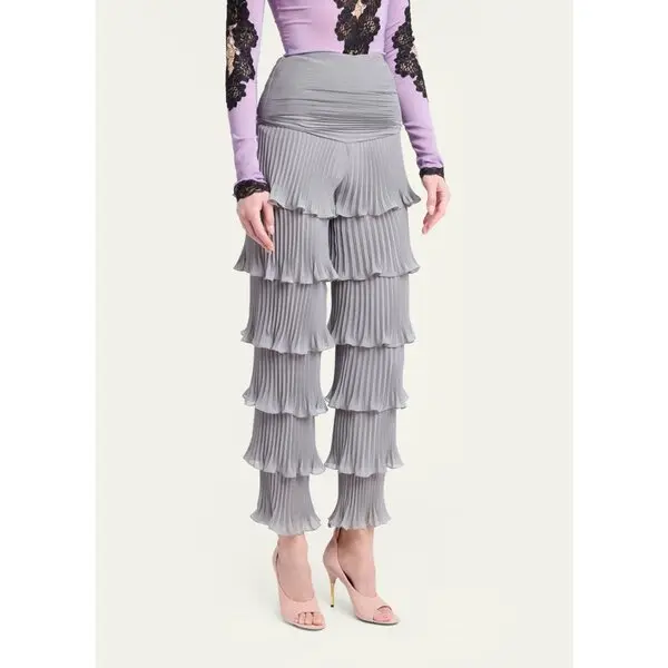 Valentino Garavani Pleated Ruffle Tiered Pants