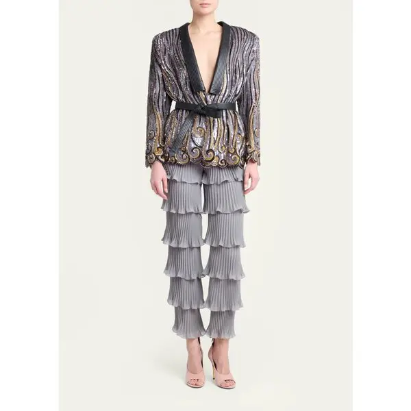 Valentino Garavani Pleated Ruffle Tiered Pants