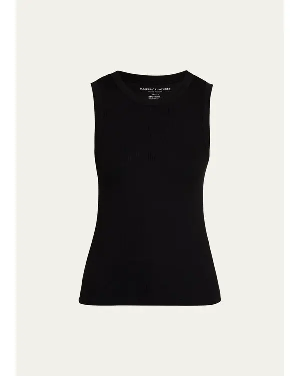 Majestic Filatures Soft Touch Rib Knit Tank Top - Noir