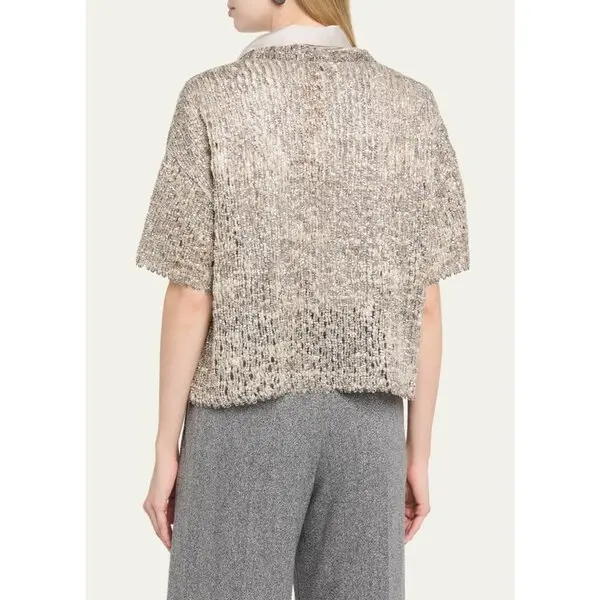 Brunello Cucinelli Couture Metallic Mohair Top