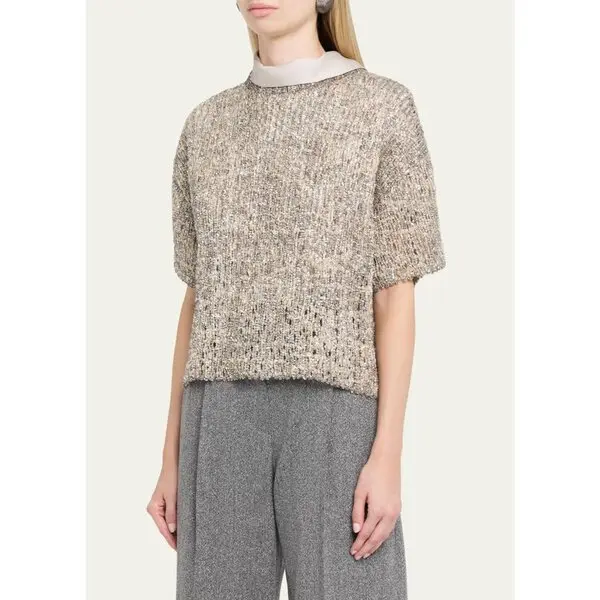 Brunello Cucinelli Couture Metallic Mohair Top