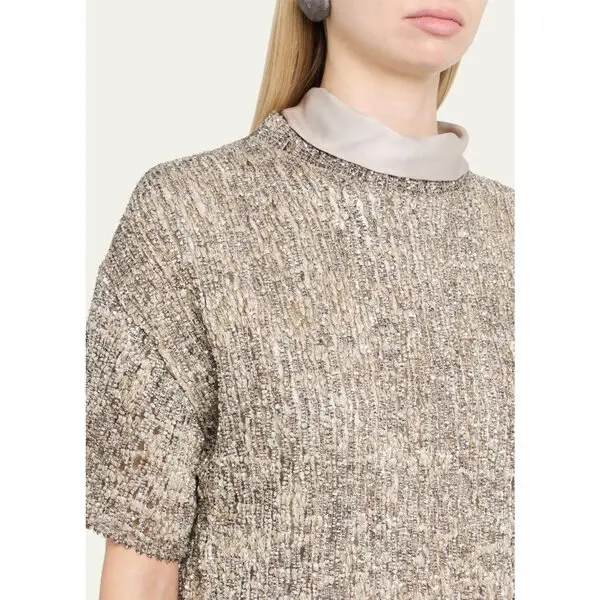 Brunello Cucinelli Couture Metallic Mohair Top