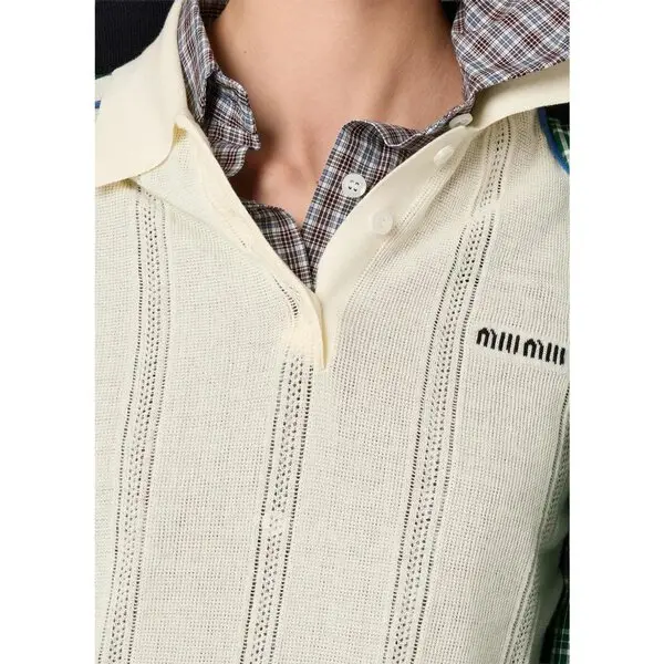 Miu Miu Contrast-striped Cotton-blend Polo Shirt