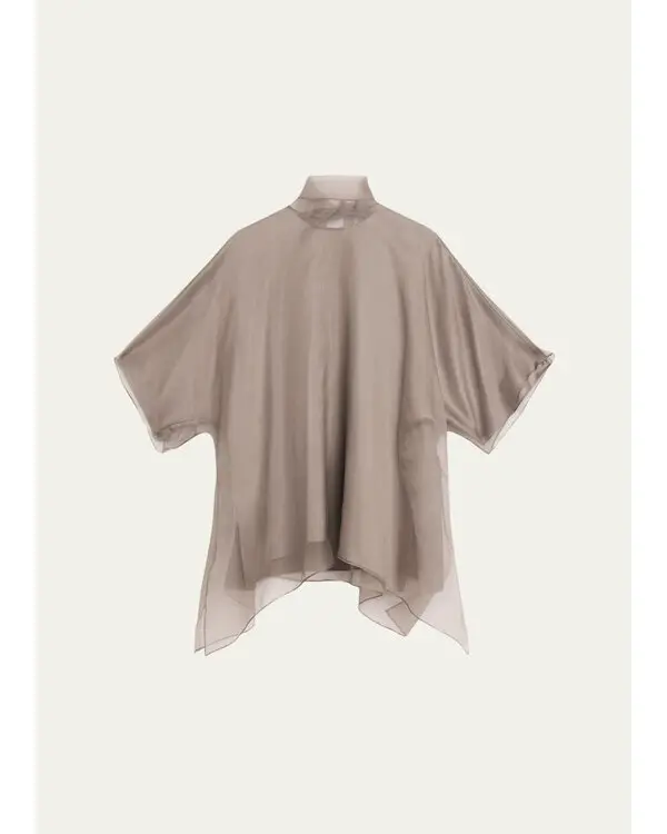 Brandon Maxwell Cali Scarf-neck Silk Organza Blouse
