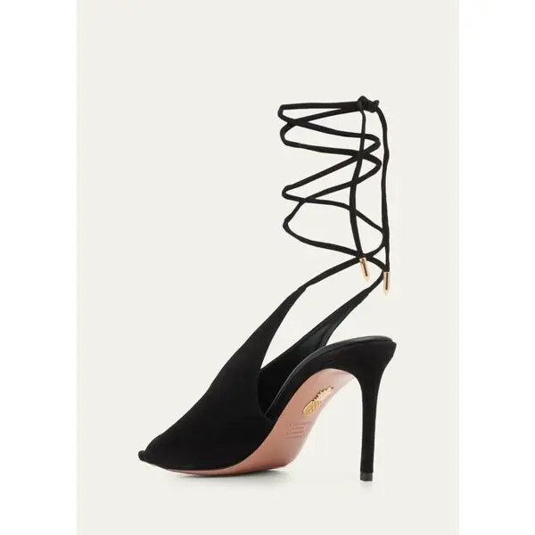 AQUAZZURA 85mm Lisa Suede Lace-up Sandals