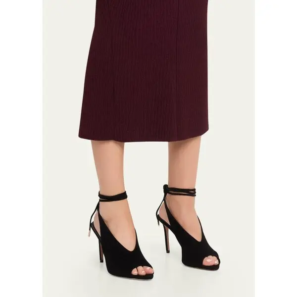 AQUAZZURA 85mm Lisa Suede Lace-up Sandals