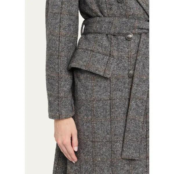 Brunello Cucinelli Macrocheck Alpaca Long Coat