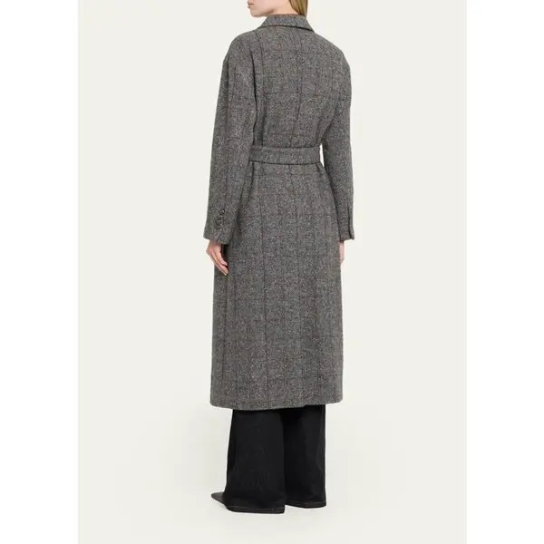 Brunello Cucinelli Macrocheck Alpaca Long Coat