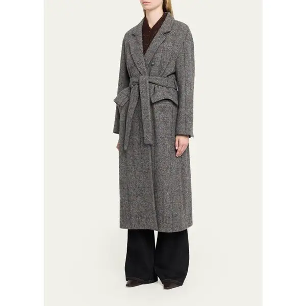Brunello Cucinelli Macrocheck Alpaca Long Coat