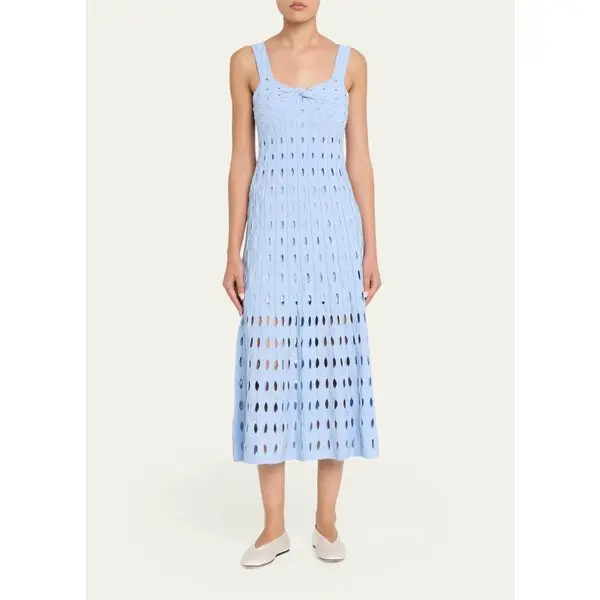 Simkhai Christina Knit Twist-front Midi Dress - Tidepool